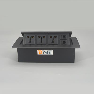 China BNT BD620-9 Pop-Up Desktop Socket with 2 RJ45 Ports & 3 AC Outlets, 266×130mm Aluminum Alloy Construction for sale