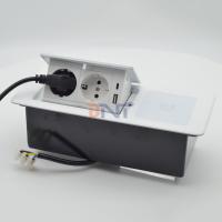 China Tabletop Pop-up Electrical Socket with 2 EU Power Outlets, USB-C Charging and Wireless Charger - 16A/5A Rated 266×118×73mm for sale