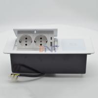 China Tabletop Pop-up Electrical Socket with 2 EU Power Outlets, USB-C Charging and Wireless Charger - 16A/5A Rated 266×118×73mm for sale