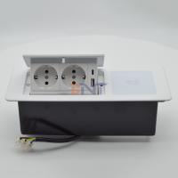 China Aluminum Desktop Power Socket Box with Wireless Charging - 266×118×73mm Pop-Up Design, 2 EU Sockets + USB-C + Type-A Ports for sale