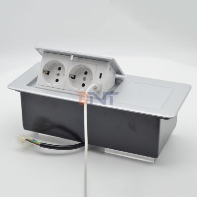 China Wireless Charging Pop-Up Power Socket with 2 AC Outlets 10A IP44, USB-C and Wireless Charging for Desktop Tables for sale