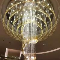 China Nickel / Brass / Bronze Rain Drop Linear Crystal Chandelier Dining Room for sale