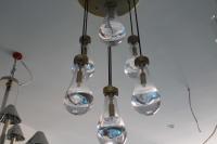 China Rain Round Copper Crystal Chandelier Lamp with Adjustable Lord Demension D 120cm for sale