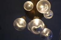 China Rain Round Copper Crystal Chandelier Lamp with Adjustable Lord Demension D 120cm for sale