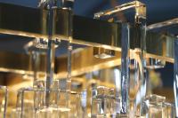 China LED Modern Marignan Rectangular Chandelier 152cm Crystal Chandelier In Round Brass Finish for sale