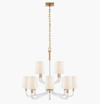 China CHC 5903 Reagan Medium Two Tier Chandelier Polished Nickel / Antique-Burnished Brass Crystal Chandelier for sale