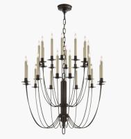 China TOB 5205 Erika Two-Tier Chandelier Belgian White / Aged Lron Brass Crystal Chandelier for sale