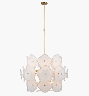 China KS 5067 Leighton Large Barrel Chandelier Soft Brass Polished Nickel With Blush/Cream Tinted Class for sale