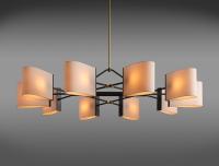 China Solid Brass Dessay Circular Chandelier 2307 60 DIA X 60 OAH Ivory Silk Shades for sale