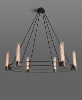 China Solid Brass Pastis Circular Chandelier 2228 48 Diameter X 60 OAH Reeded Borosilicate Glass for sale