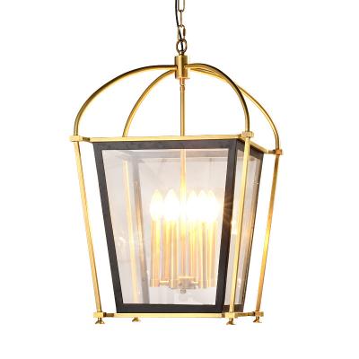 China Yihao Custom Simple Creative Design Brass Cage Lantern LED Hanging Pendant Light with 3-Year Warranty for Kitchen Island for sale