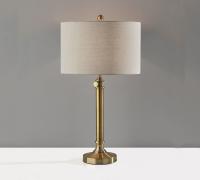China Modern Brass Table Lamp with LED Lighting and Drum Shade for Bedroom Decorative Lighting for sale
