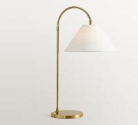 China Brass Body LED Table Lamp with Linen Shade and 2700K Warm White Light for Living Room for sale