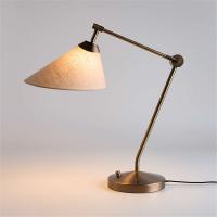 China Antique Burnished Brass Table Lamp with Natural Linen Shade and Drum Shaped Design for Indoor Living Room for sale