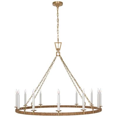 China Brass Body Adjustable Height Crystal Shade LED Pendant Lighting Chandelier for High Ceilings for sale