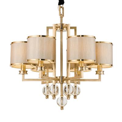 China Brass Body Crystal Shade LED Chandelier with 50000 Hours Lifespan for Modern Dining Room Lighting for sale