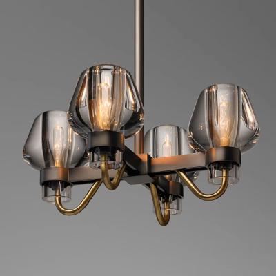 China Modern Minimalist Brass Body Adjustable Height 50000 Hours Lifespan LED Pendant Light Chandelier for sale