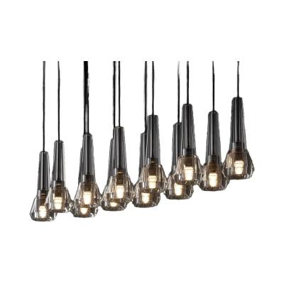 China Yihao Contemporary Linear Brass Suspended Pendant Light with Adjustable Height and 50000 Hours Lifespan for Living Room for sale