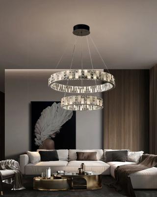 China Yihao Luxury Adjustable Height K9 Crystal Chandelier for Modern Luxury Villa Living Room for sale