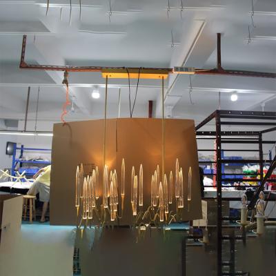 China Custom Brass Branch Chandelier with Crystal Shade and 3500K Warm White LED for Elegant Indoor Lighting for sale