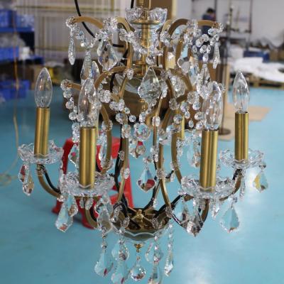 China Luxury Brass Body Crystal Shade Chandelier with 3500K Warm White LED for Living Room and Hotel Lobby for sale