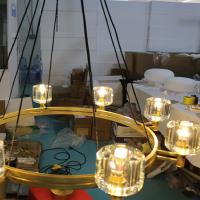 China Brass Body Crystal Shade Chandelier with 3500K Warm White LED for Living Room and Bedroom for sale