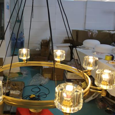 China Brass Body Crystal Shade Chandelier with 3500K Warm White LED for Living Room and Bedroom for sale