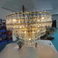 China Yihao Factory Direct Custom Large K9 Luxury Brass Body Crystal Shade Chandelier with 3500K Warm White for Hotel Bedroom & Living Room for sale