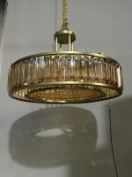 China Modern Luxury Brass Body K9 Crystal Shade 3500K Warm White Chandelier Pendant Light for sale