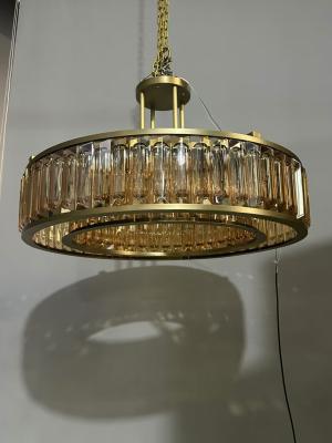 China Modern Luxury Brass Body K9 Crystal Shade 3500K Warm White Chandelier Pendant Light for sale