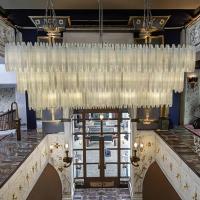 China Brass Body Crystal Shade Chandelier with 3500K Warm White LED Suspended Pendant Light for Living Room for sale