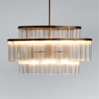 China Brass Body K9 Crystal Shade 3500K Warm White Luxury Pendant Chandelier Ceiling Light for sale