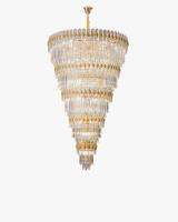 China Adjustable Height Gold K9 Crystal Chandelier with 3500K Warm White Light for Modern Living Rooms for sale