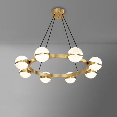 China Brass Body Pendant Light with Adjustable Height and 50000 Hours Lifespan for Modern Luxury Chandelier for sale