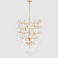 China Nordic Modern Brass Body Crystal Shade Chandelier with 3500K Warm White LED Suspended Lighting for sale