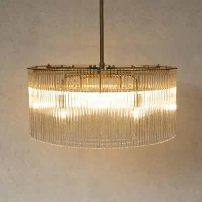 China Four Layers Antique Brass Chandelier with Crystal Glass LED Pendant Light for High Ceiling Dining Room for sale