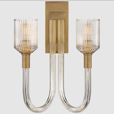 China Modern Copper Wall Lamp with 2700K Warm White Light and Glass Shade for Living Room and Bedroom for sale