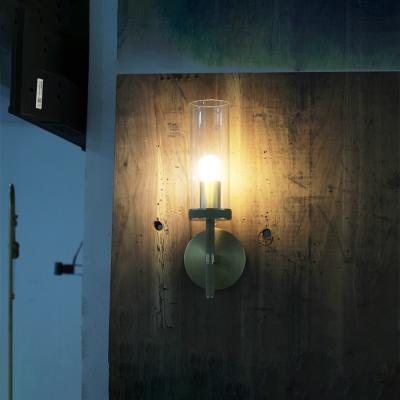 China Handmade Clear Glass LED Wall Lamp with Black Gold Glass Decoration for Living Room in 3500K Warm White for sale