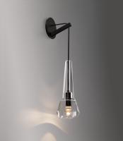 China Adjustable Height Brass LED Wall Lamp Modern Oval Glass Sconce for Living Room for sale