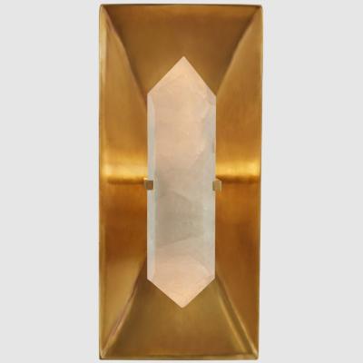 China Nordic Simple Style Copper Wall Lamp with Stone Shade and 2700K Warm White Light for Living Room for sale