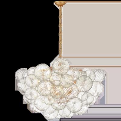 China Yihao Antique American Style LED Ceiling Lamp Brass Crystal Chandelier with 3500K Warm White Brass and Glass Adjustable Height Pendant Light Fixture for sale