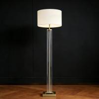 China Modern Minimalist Brass Base Floor Lamp with Crystal-clear Glass Column and Adjustable Height for sale