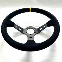 China 90 MM Deep Dished Rally Steering Wheel with 350 MM Diameter and 6061 Aluminum Alloy Spokes for sale