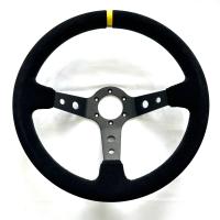 China 90 MM Deep Dished Rally Steering Wheel with 350 MM Diameter and 6061 Aluminum Alloy Spokes for sale
