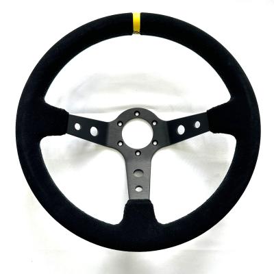 China 90 MM Deep Dished Rally Steering Wheel with 350 MM Diameter and 6061 Aluminum Alloy Spokes for sale