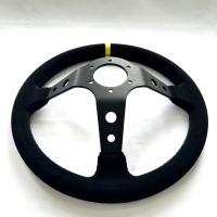 China 90 MM Deep Dished Rally Steering Wheel with 350 MM Diameter and 6061 Aluminum Alloy Spokes for sale