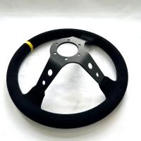 China 90 MM Deep Dished Rally Steering Wheel with 350 MM Diameter and 6061 Aluminum Alloy Spokes for sale
