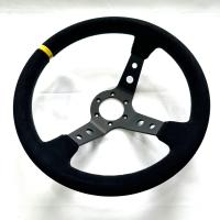 China 90 MM Deep Dished Rally Steering Wheel with 350 MM Diameter and 6061 Aluminum Alloy Spokes for sale
