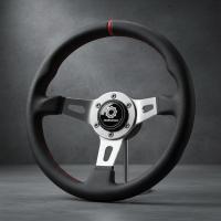 China 90 MM Deep Dished Rally Steering Wheel with 350 MM Diameter and 6061 Aluminum Alloy Spokes for sale