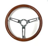 China 16 inch Wood Steering Wheels For Vintage Car Wooden Rims Chrome Spokes for sale